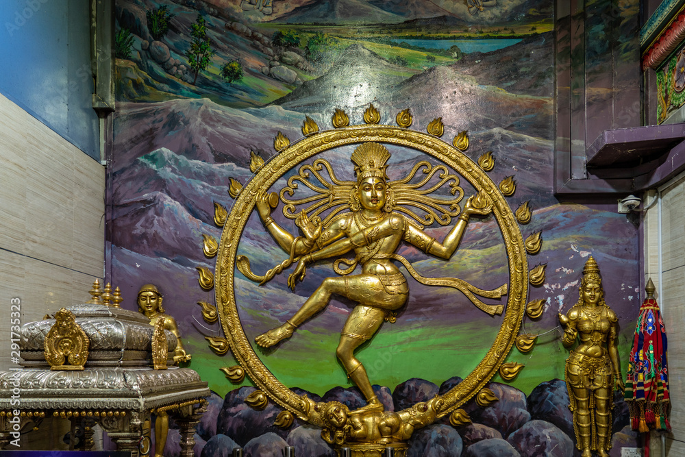 Colourful statues of Hindu religious deities adorning at Sri ...