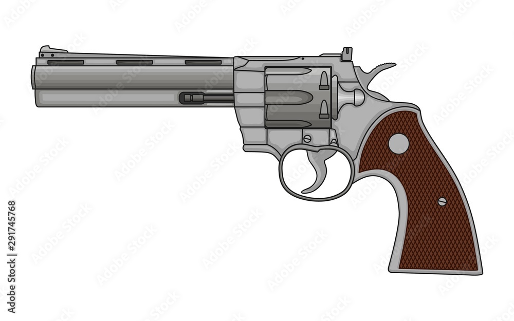 Revolver Pistol on white background. Vintage Colt Revolver Drawing ...