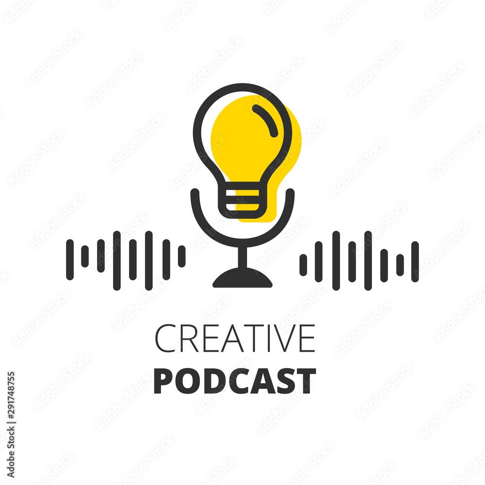 Creative podcast. Logo Podcast. Bulb lamp. Idea symbol. Vector Stock ...