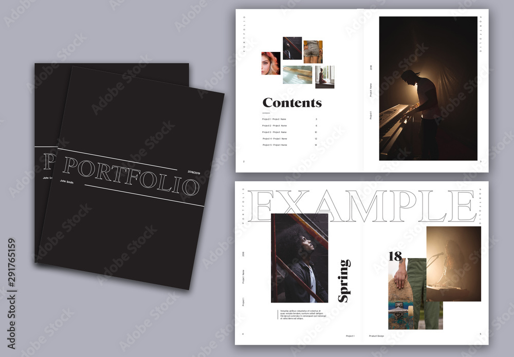 Portfolio with Bold Typography Layout Stock Template | Adobe Stock