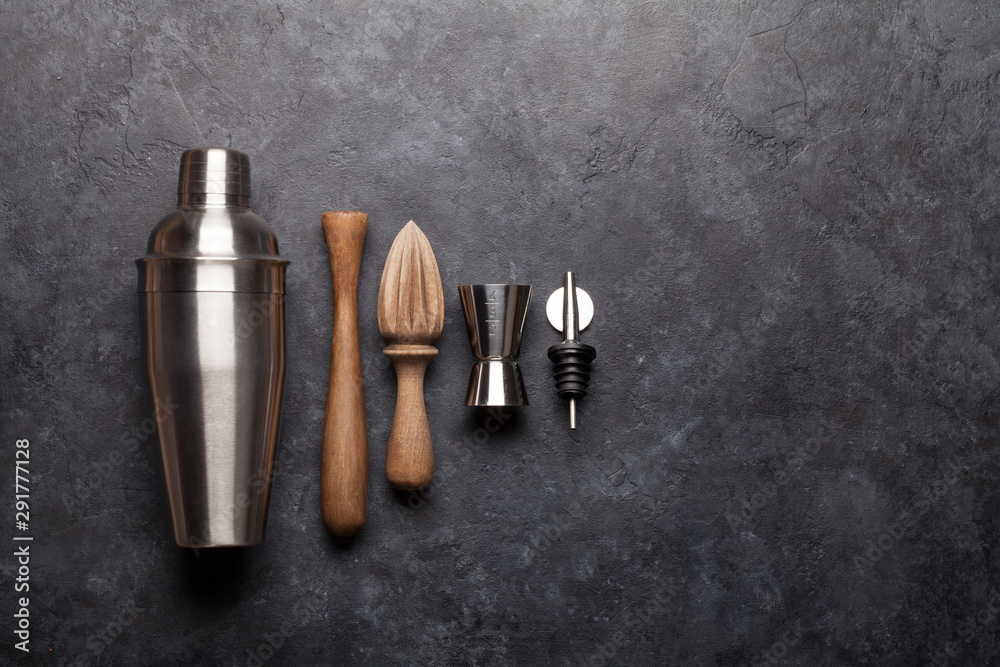 Cocktail utensils. Set of bar tools Stock Photo | Adobe Stock