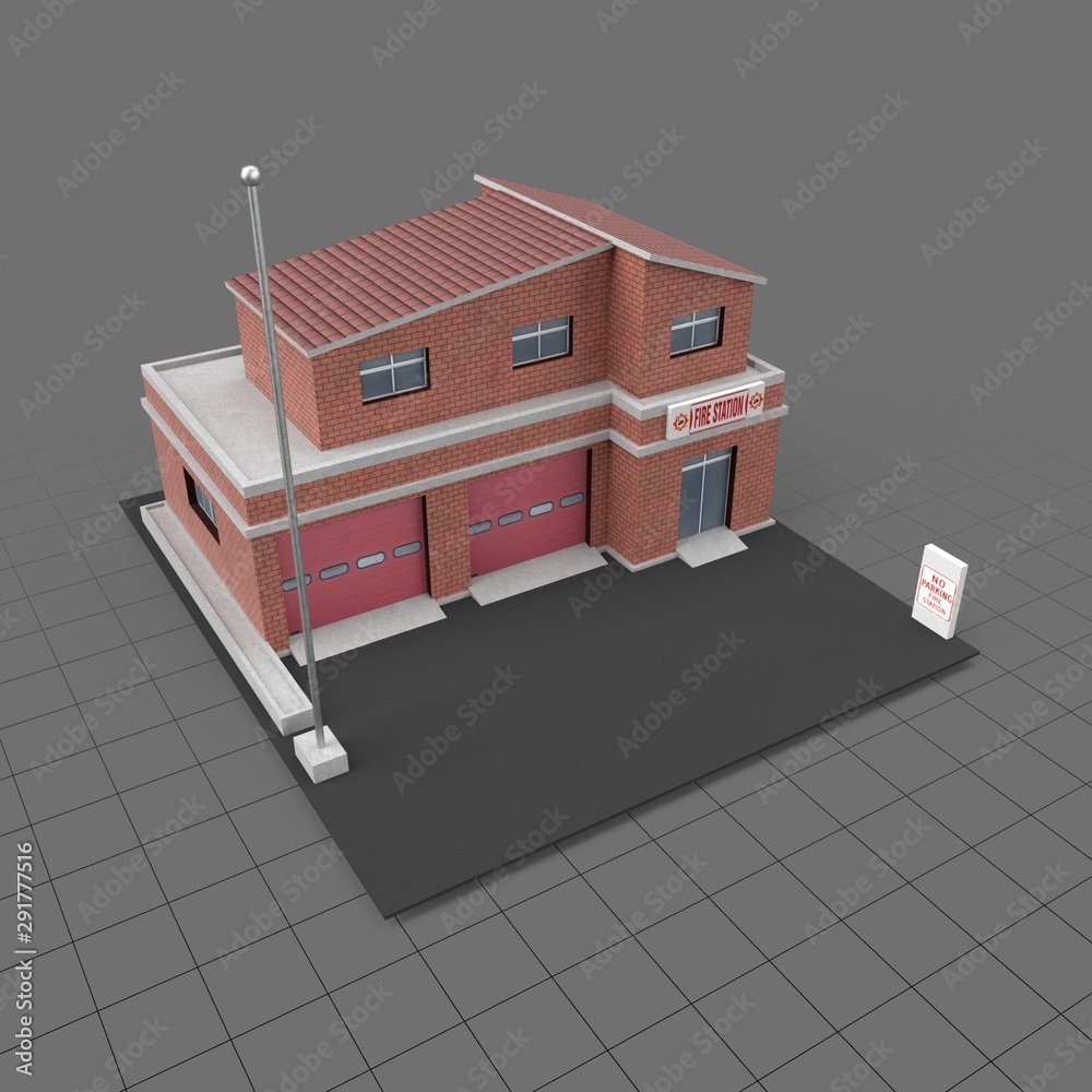 Fire station Stock 3D asset | Adobe Stock