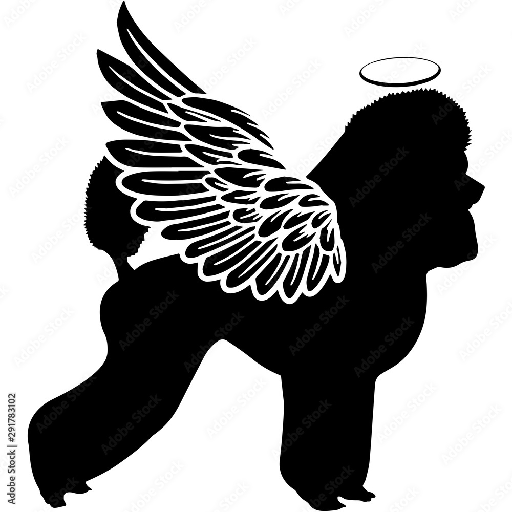 Pet Memorial, Angel Wings Poodle Dog Silhouette Vector Stock Vector ...