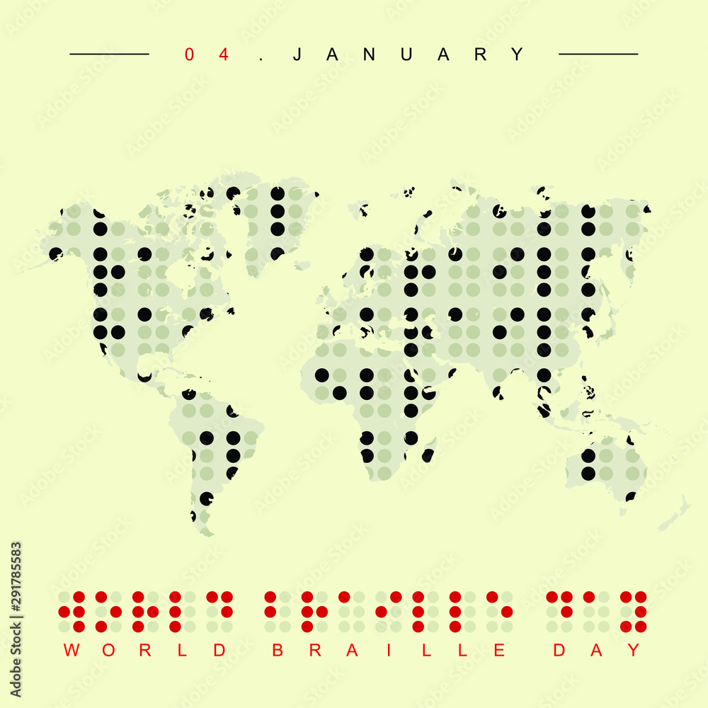 World Braille Day with dots on world map Stock Vector | Adobe Stock