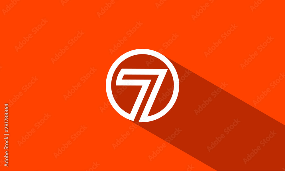 Number seven 7 icon logo template with rounded circle symbol modern in ...