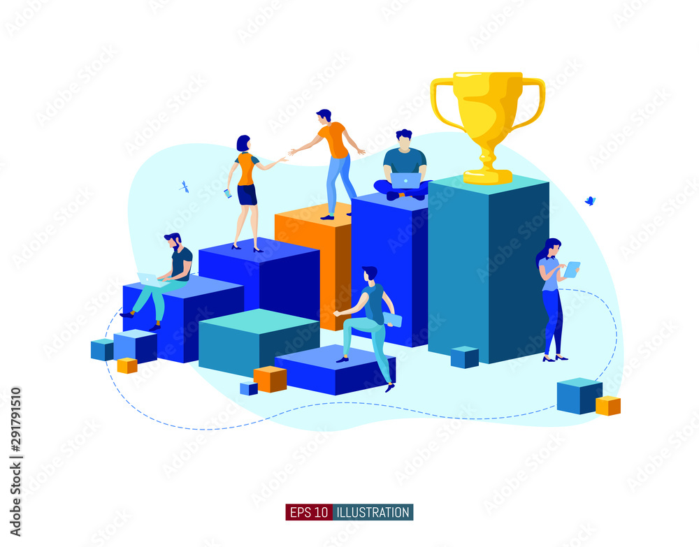 Trendy flat illustration. Career ladder. Motivation. Goal achievment ...