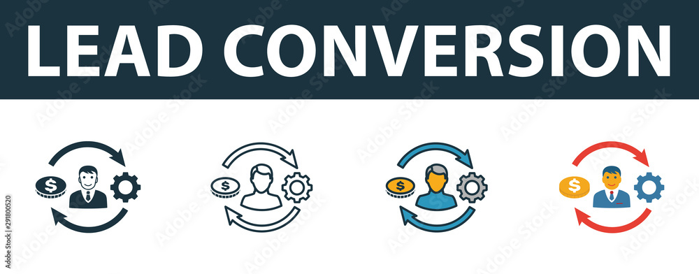 Lead Conversion icon set. Premium symbol in diferent styles from crm ...
