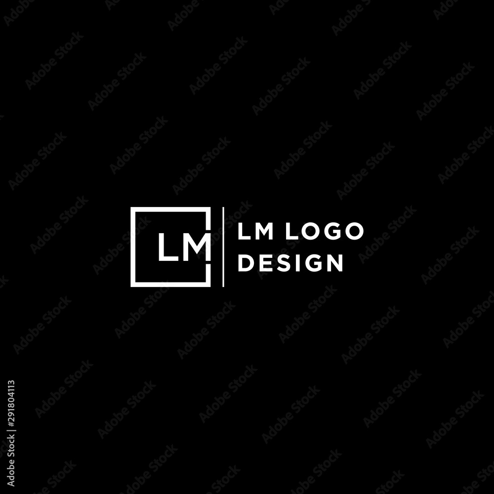 LM Letter Logo Design with white square and Sans Serif Font Vector ...