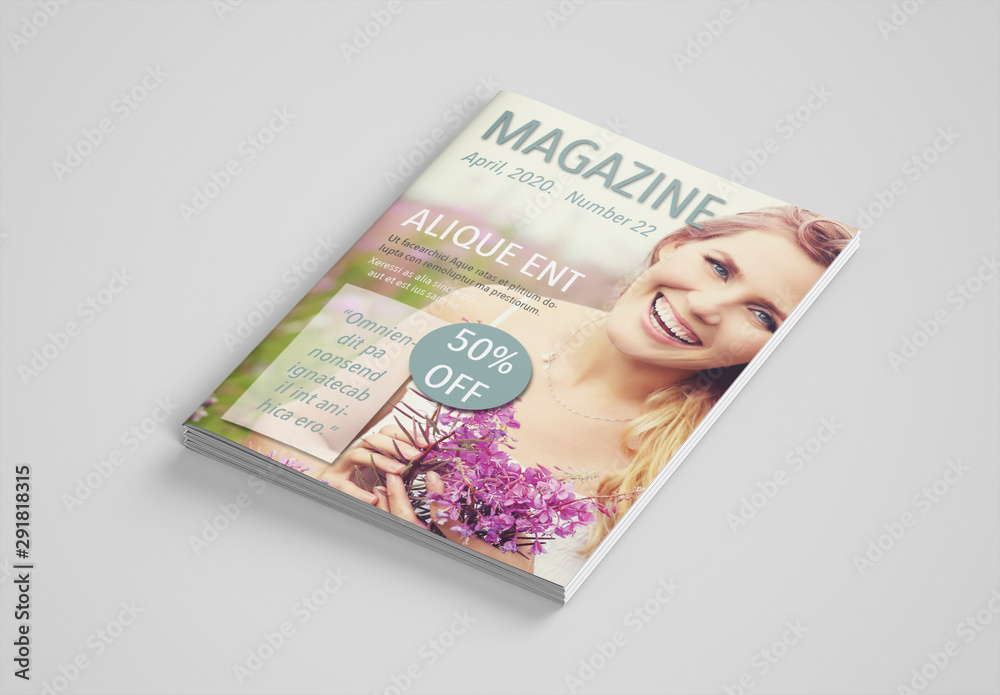 Magazine Layout with Colorful Accents Stock Template | Adobe Stock