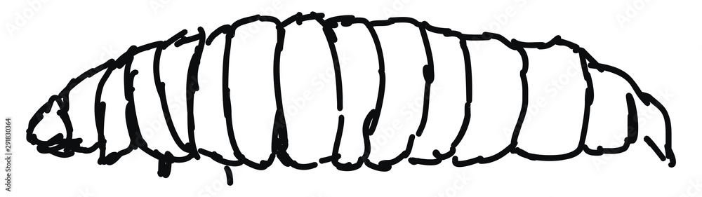 Maggot drawing, illustration, vector on white background. Stock Vector ...