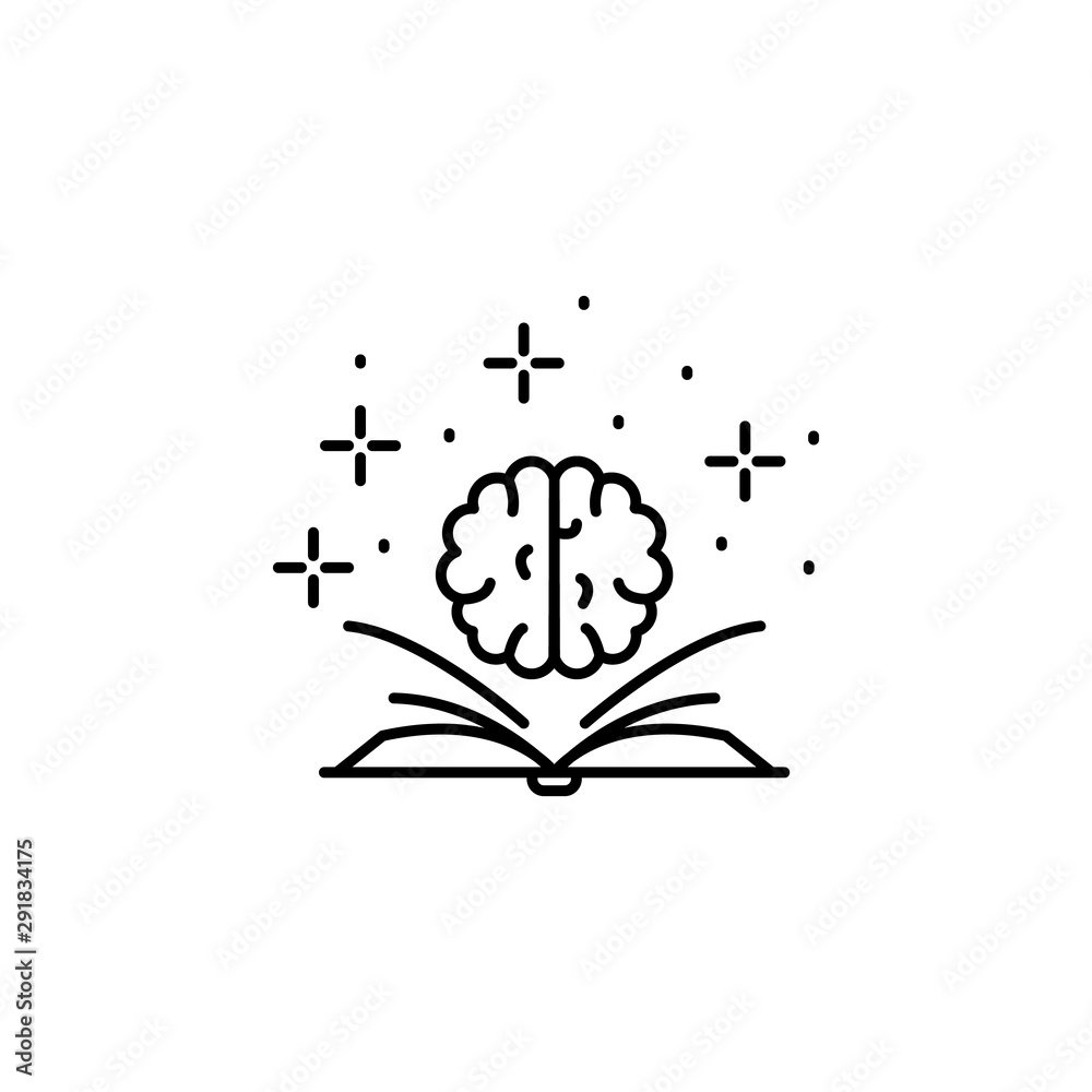 Genius, book, brain icon. Element of genius icon. Thin line icon Stock ...
