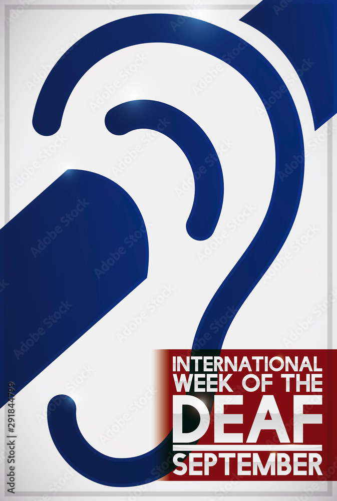 Deafness Symbol and Label for International Week of the Deaf, Vector ...