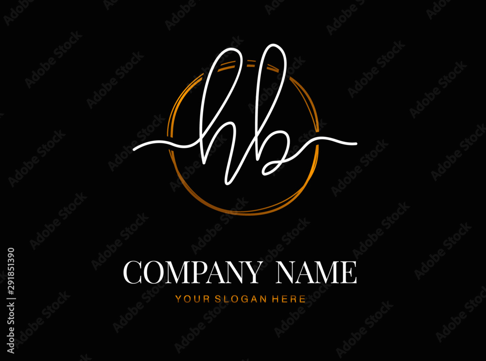 H B HB Initial handwriting logo design with circle. Beautyful design ...