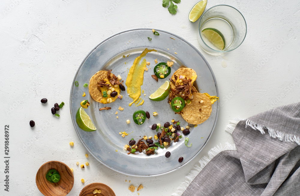 Empty plate of nachos Stock Photo | Adobe Stock