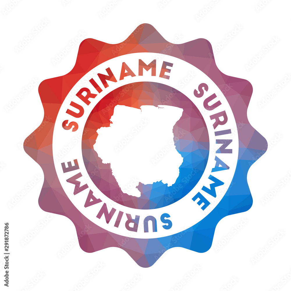 Suriname low poly logo. Colorful gradient travel logo of the country in ...