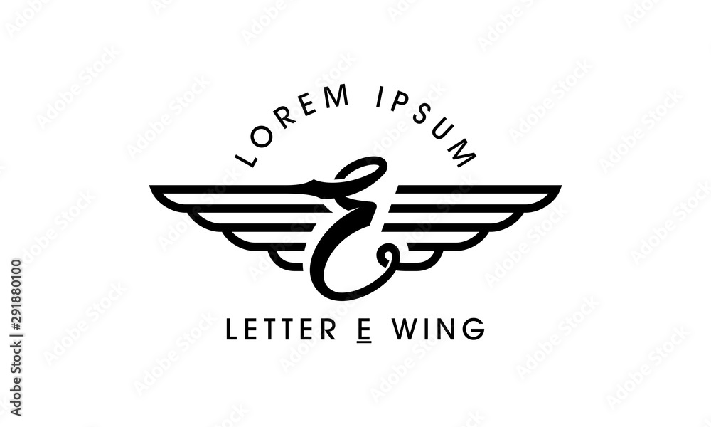 Letter E Wing Emblem Logo Stock Vector | Adobe Stock