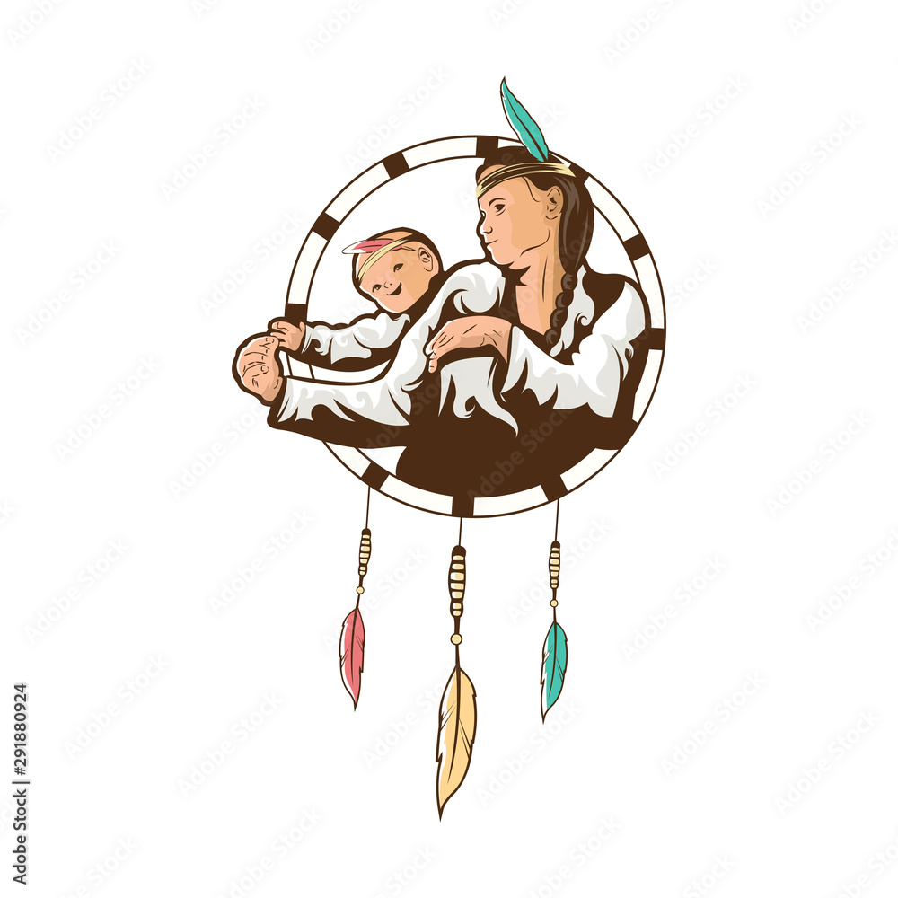 indian mom and kids logo Stock Vector | Adobe Stock