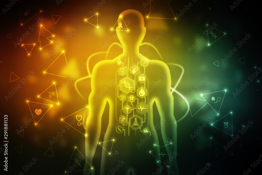 2d illustration Human Male Muscle Body Stock Illustration | Adobe Stock