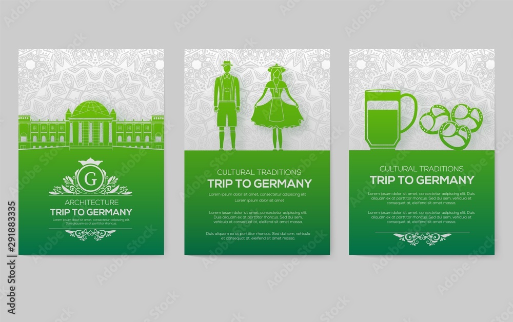 Set of Germany country ornament illustration concept. Art traditional ...