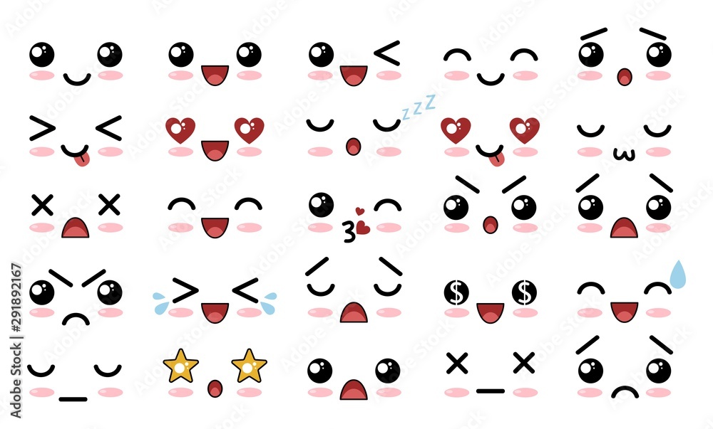 Collection of various cartoons characters and faces set vector ...