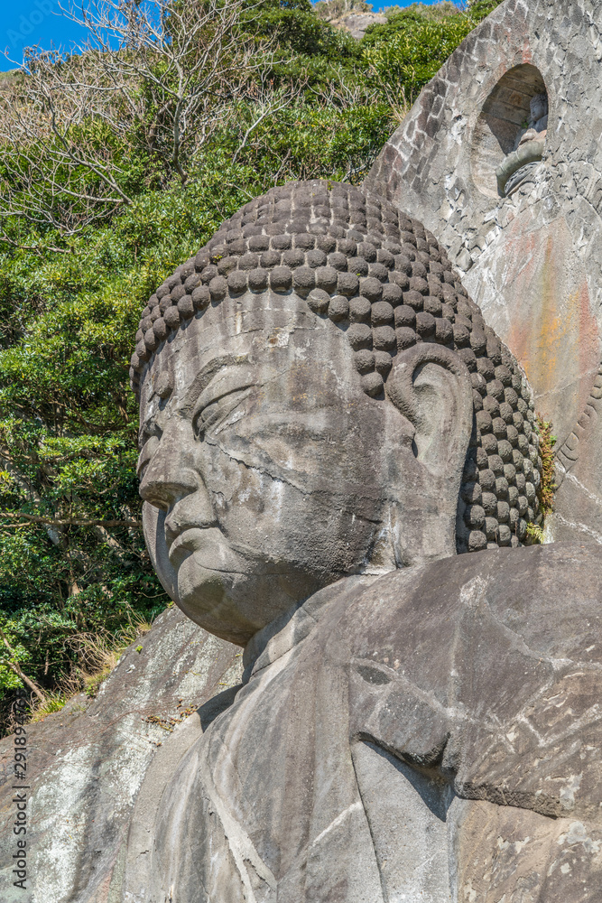 Mount Nokogiri (Nokogiriyama) Great Buddha (Nihon-ji daibutsu). Carving ...