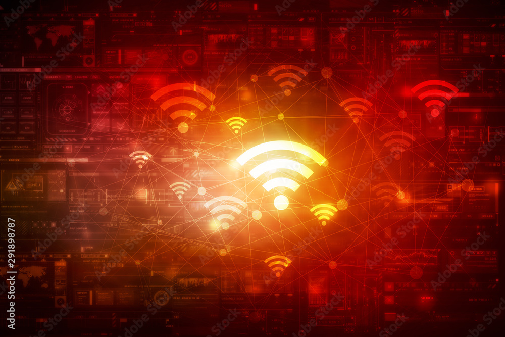 2d illustration WiFi symbol network Stock Illustration | Adobe Stock