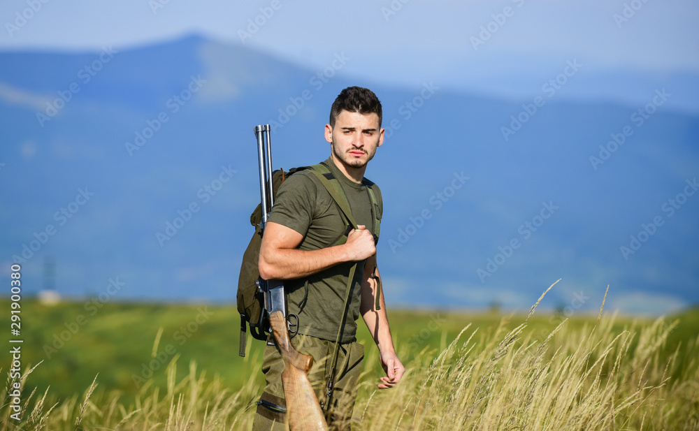 Never forget. army forces. sniper reach target mountain. muscular man ...