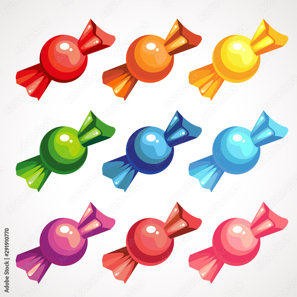 Cartoon set of colorful candies. Vector illustration. Stock Vector ...
