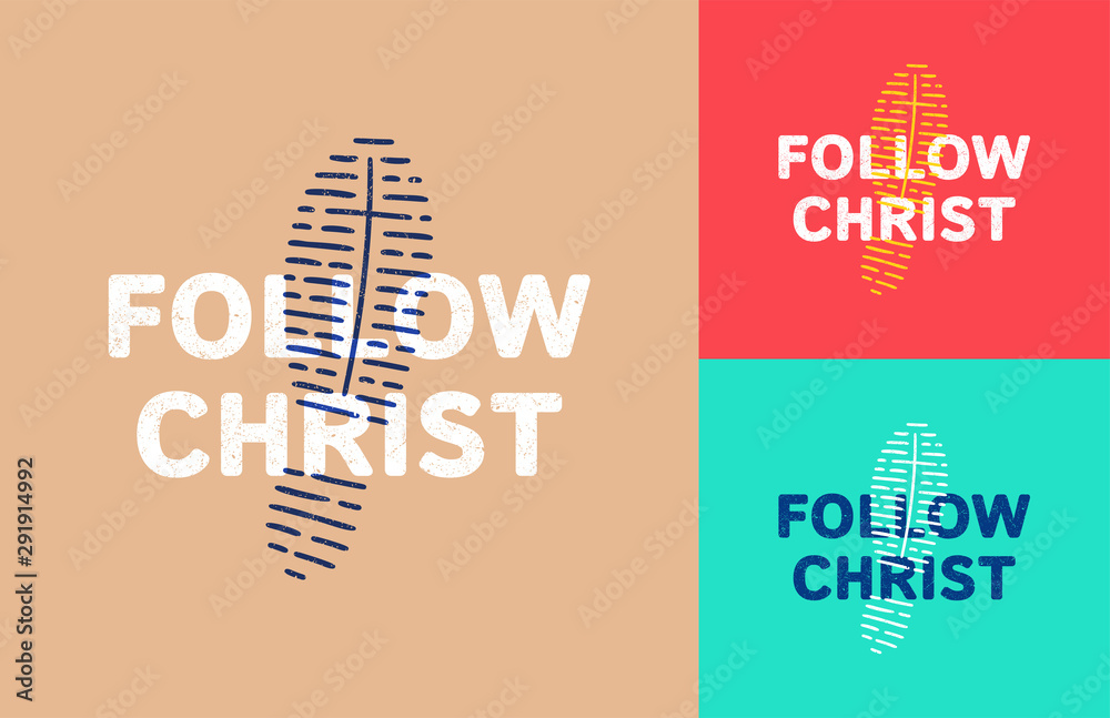 Vektorová grafika „typography slogan Follow christ with foot print and ...