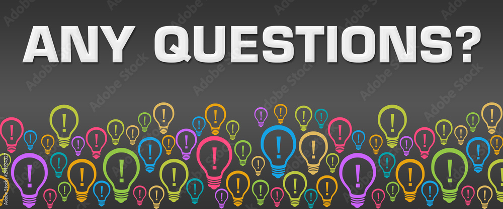 Any Questions Dark Colorful Bulbs With Text Stock Illustration | Adobe ...