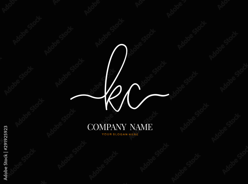 K C KC Initial handwriting logo design with circle. Beautyful design ...