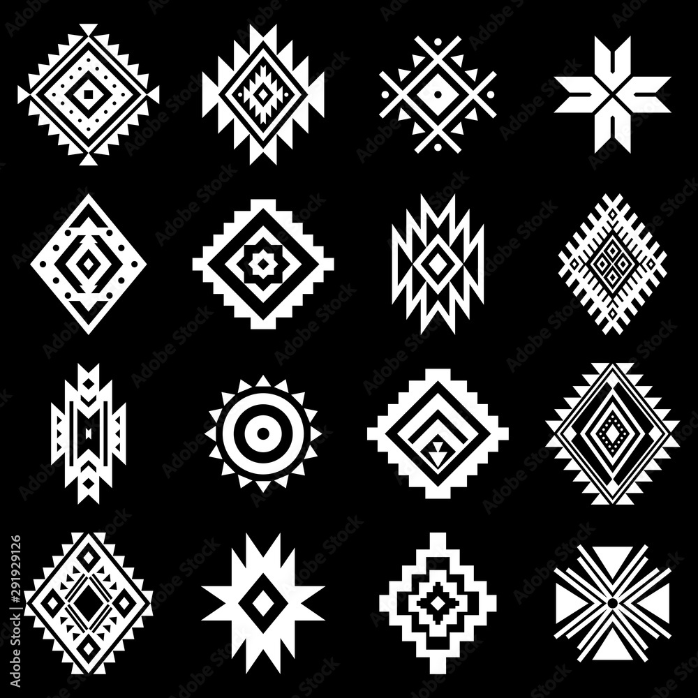 Aztec vector elements. Set of ethnic ornaments. Tribal design ...