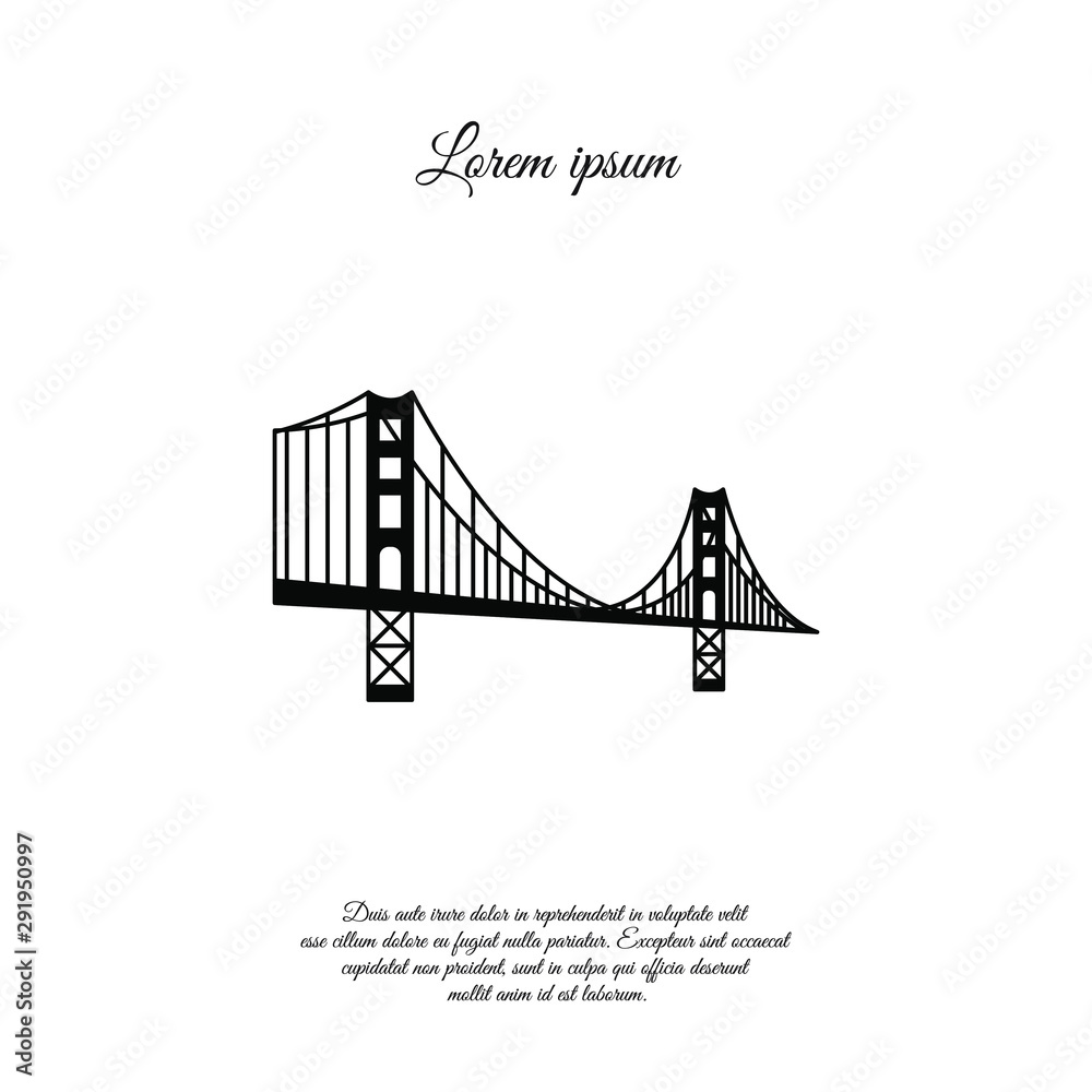 US symbol - Golden Gate Bridge. Vector landmark isolated over the white ...