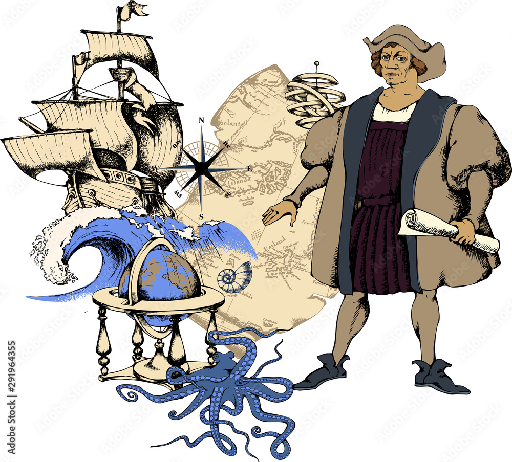 Christopher Columbus. Vector illustration Stock Vector | Adobe Stock