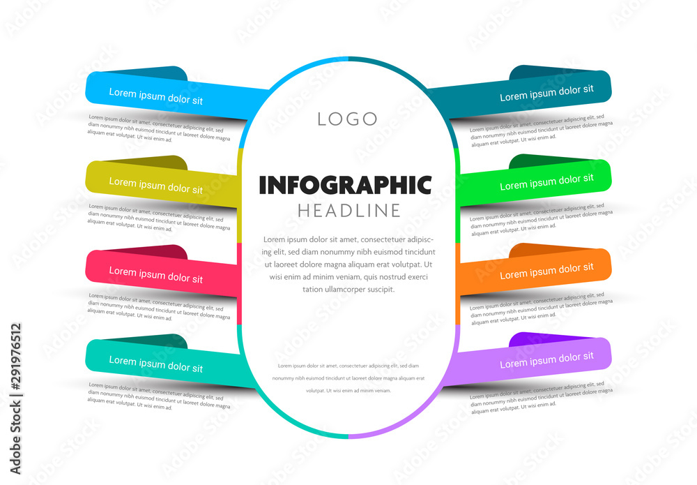Info Chart Layout with 8 Colorful Options Stock Template | Adobe Stock