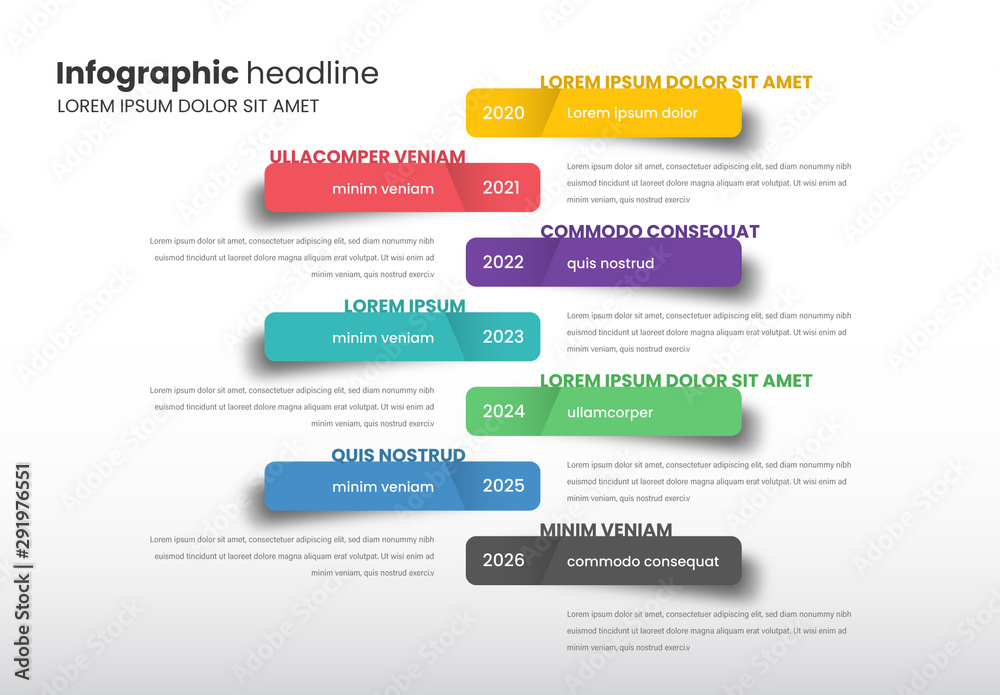 Info Chart Timeline Layout with Colorful Stickers Stock Template ...