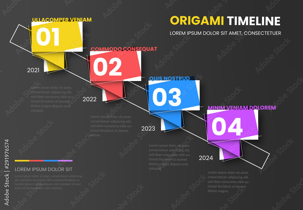 Info Chart Layout with Folded Paper Elements Stock Template | Adobe Stock