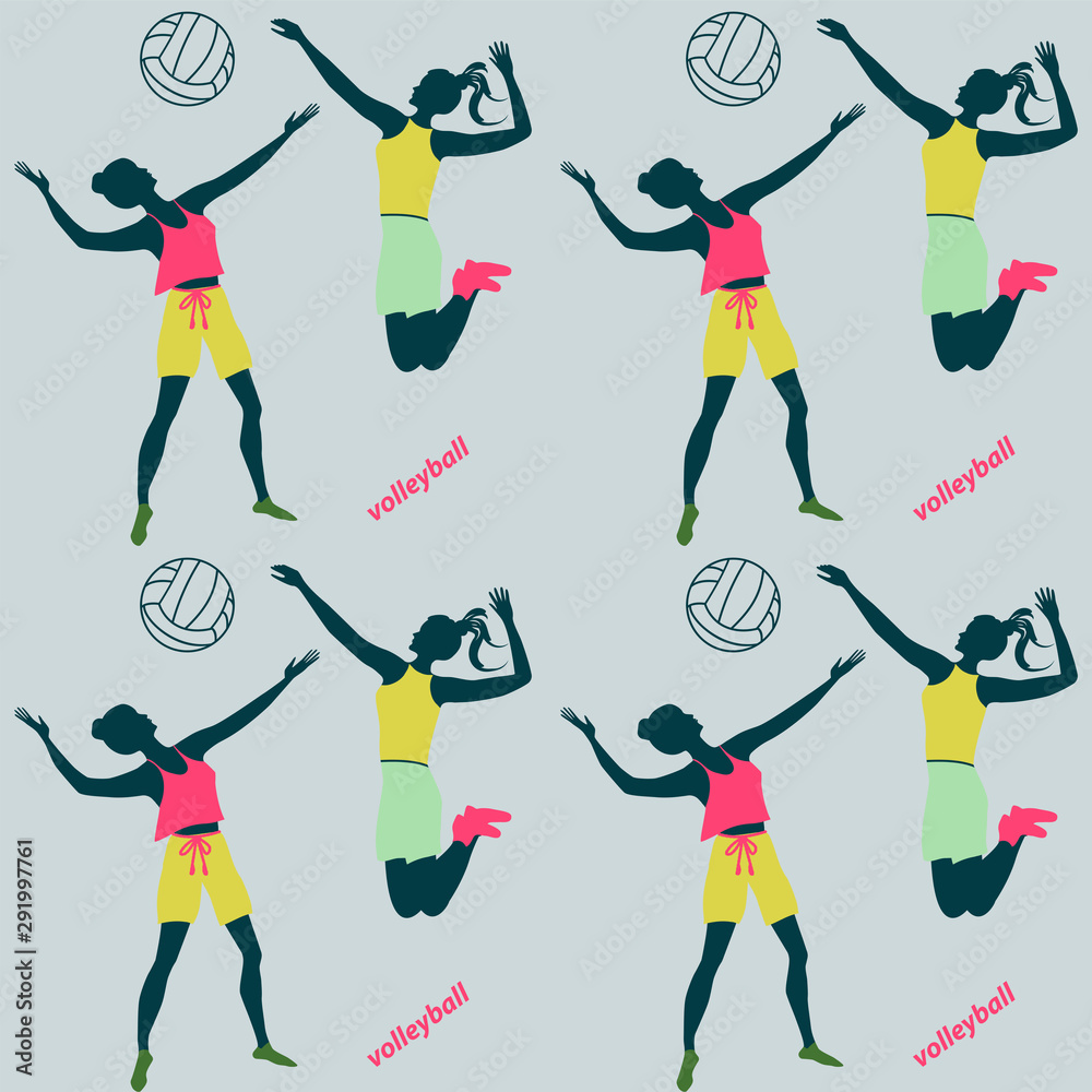 Sports pattern - girls play volleyball - vector. Modern lifestyle ...