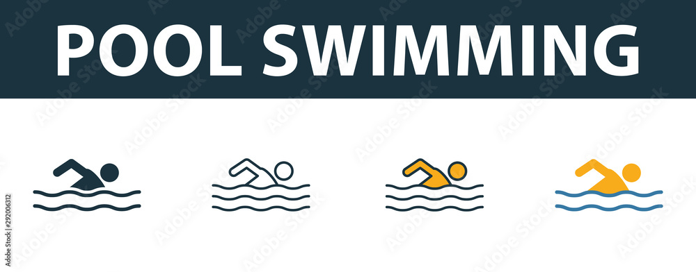 Pool Swimming icon set. Premium symbol in different styles from fitness ...