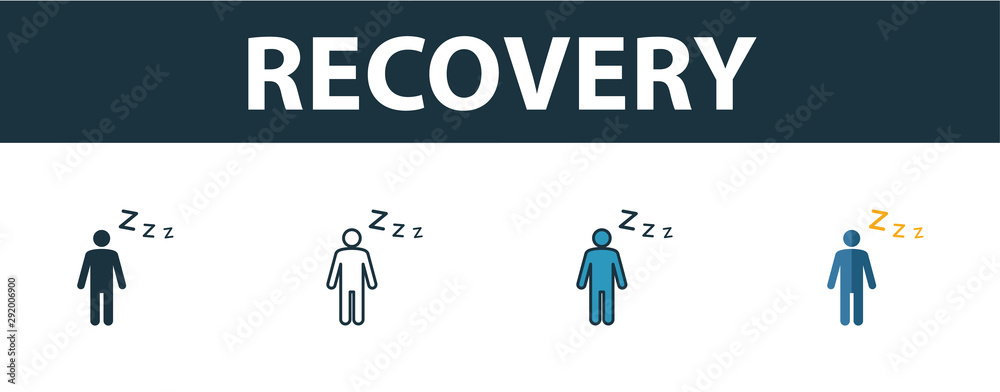 Recovery icon set. Premium symbol in different styles from fitness ...
