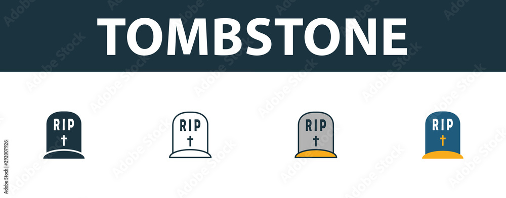 Tombstone icon set. Premium symbol in different styles from halloween ...