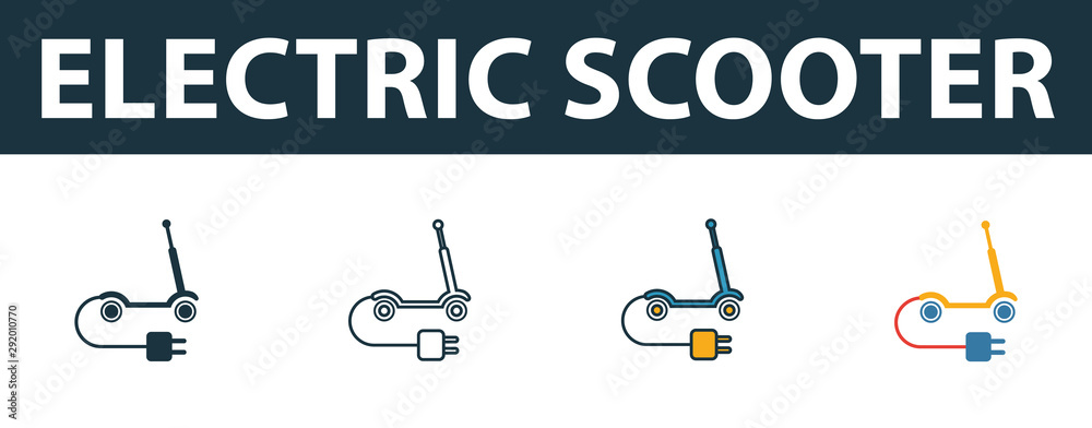 Electric Scooter icon set. Premium symbol in different styles from ...