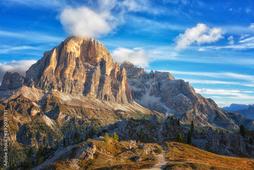 Mountain Cinque Torri (The Five Pillars) , Dolomites, Italy Stock Photo ...
