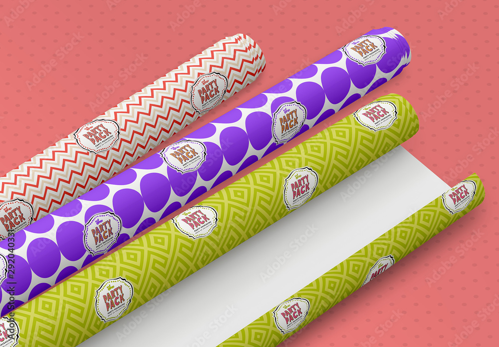 Gift Wrap Rolls Mockup Stock Template | Adobe Stock