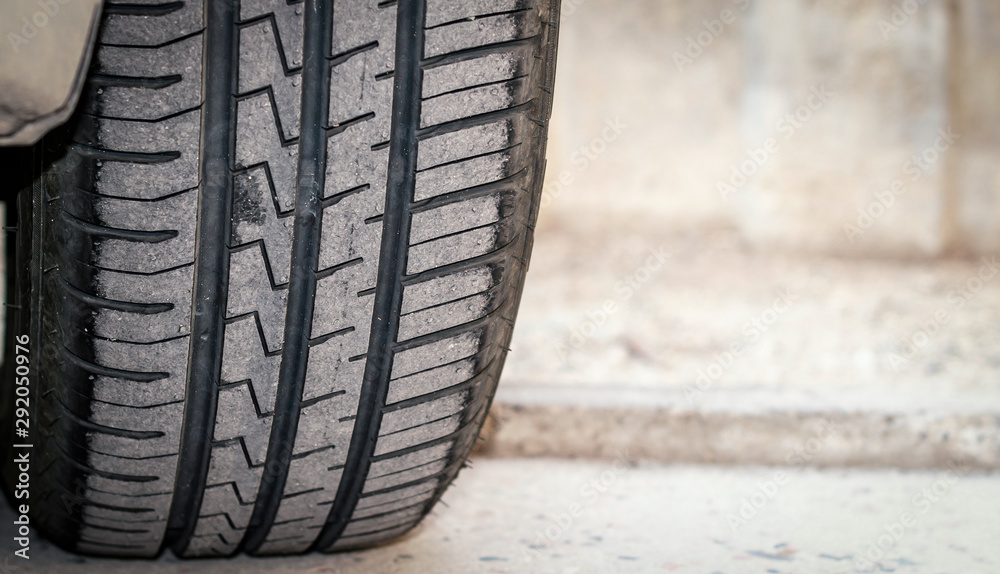car tire tread and tread depth. vehicle tire exterior view Stock Photo ...