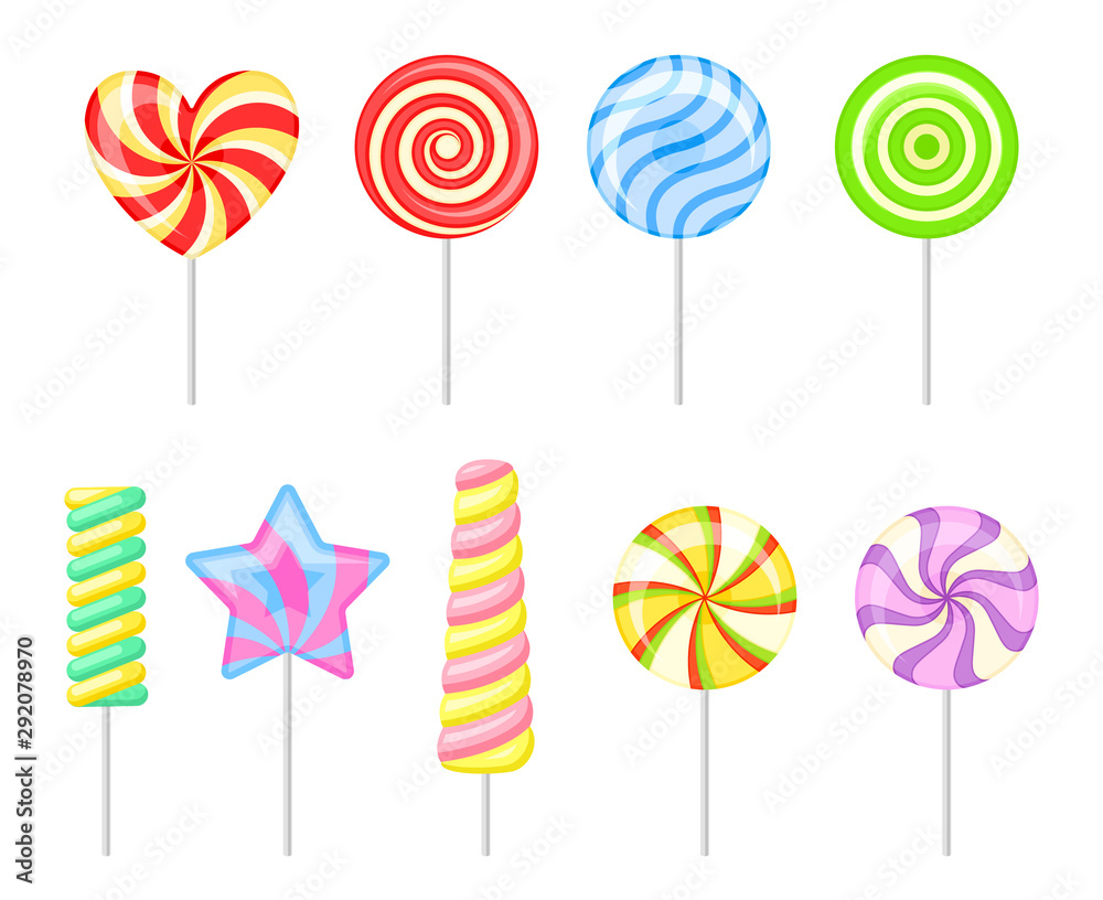 Set of multi-colored lollipops. Vector illustration on a white ...