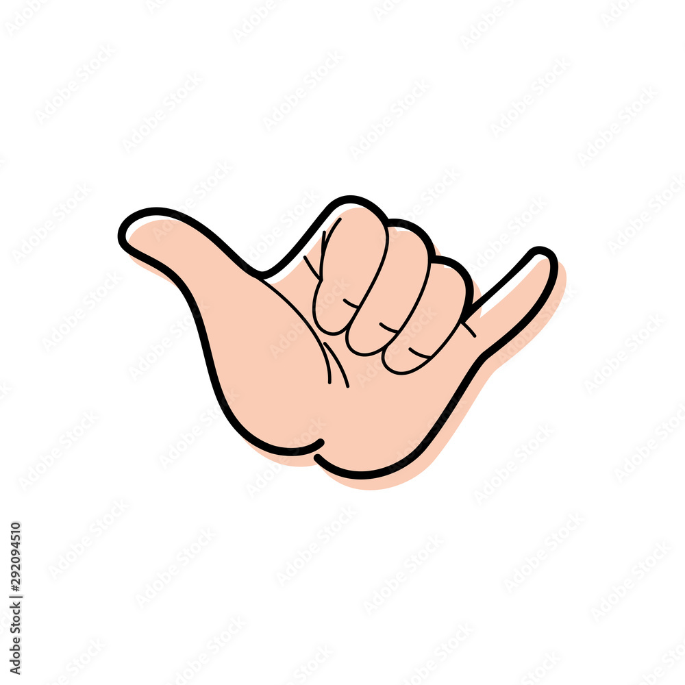 Shaka hand vector sign. Hang loose symbol. Stock Vector | Adobe Stock