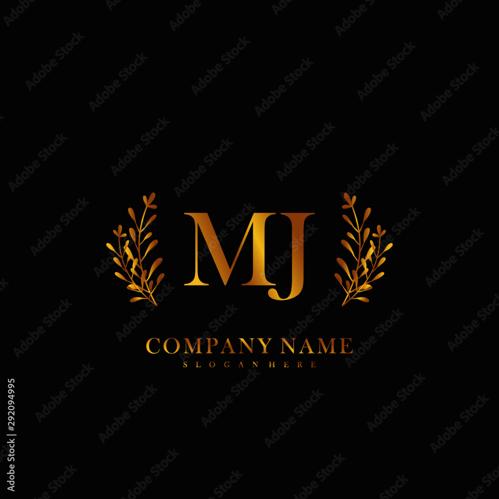 Initial letter MJ beauty vector handwriting concept logo Stock Vector ...