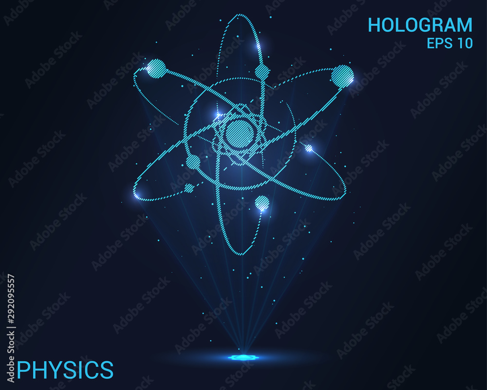 Hologram physics. Holographic projection of atoms. Flickering energy ...