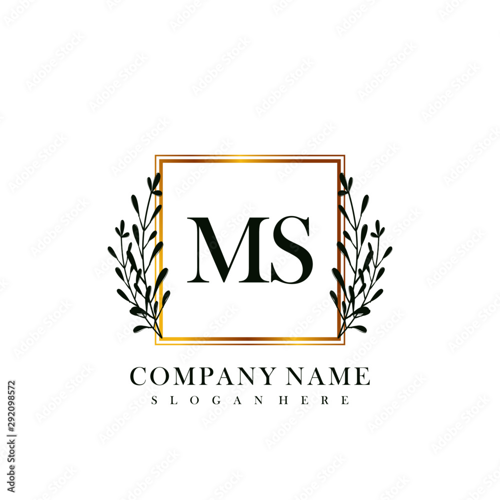 Initial letter MS beauty vector handwriting concept logo Stock Vector ...